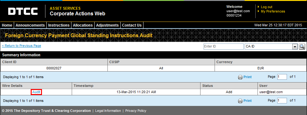 Adding and Deleting Global Standing Instructions for Foreign Currency