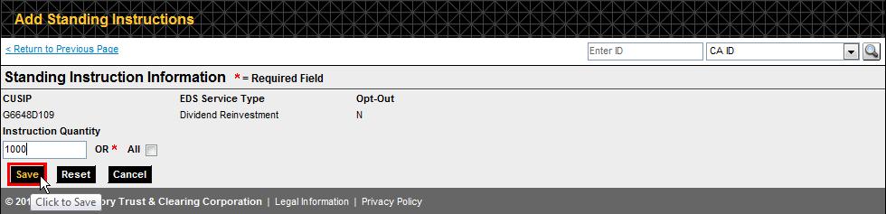 Adding CUSIP-Level Standing Instructions for Dividend Reinvestments