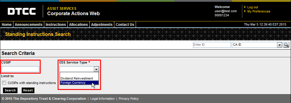 Adding CUSIP-Level Standing Instructions for Foreign Currency