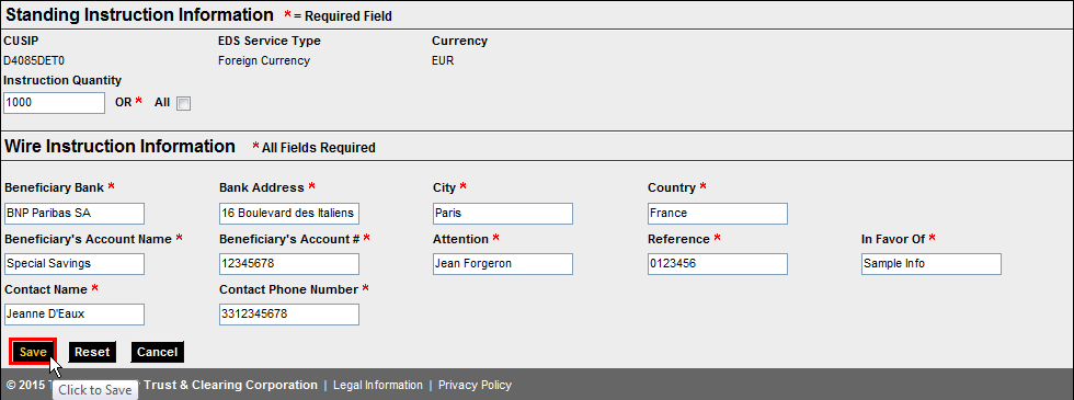 Adding CUSIP-Level Standing Instructions for Foreign Currency